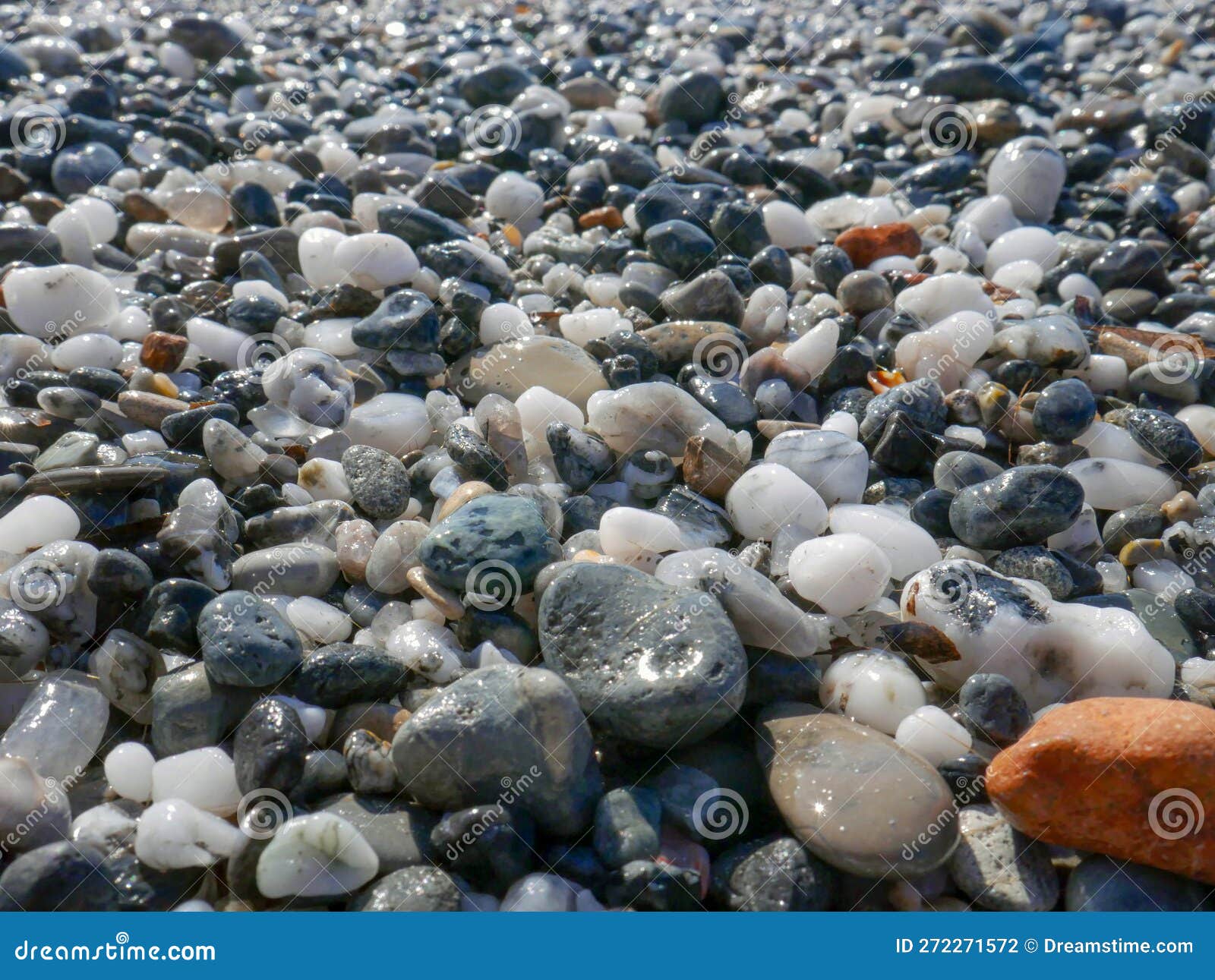 Background of Colorful Pebbles on the Sand Beach Stock Photo - Image of ...