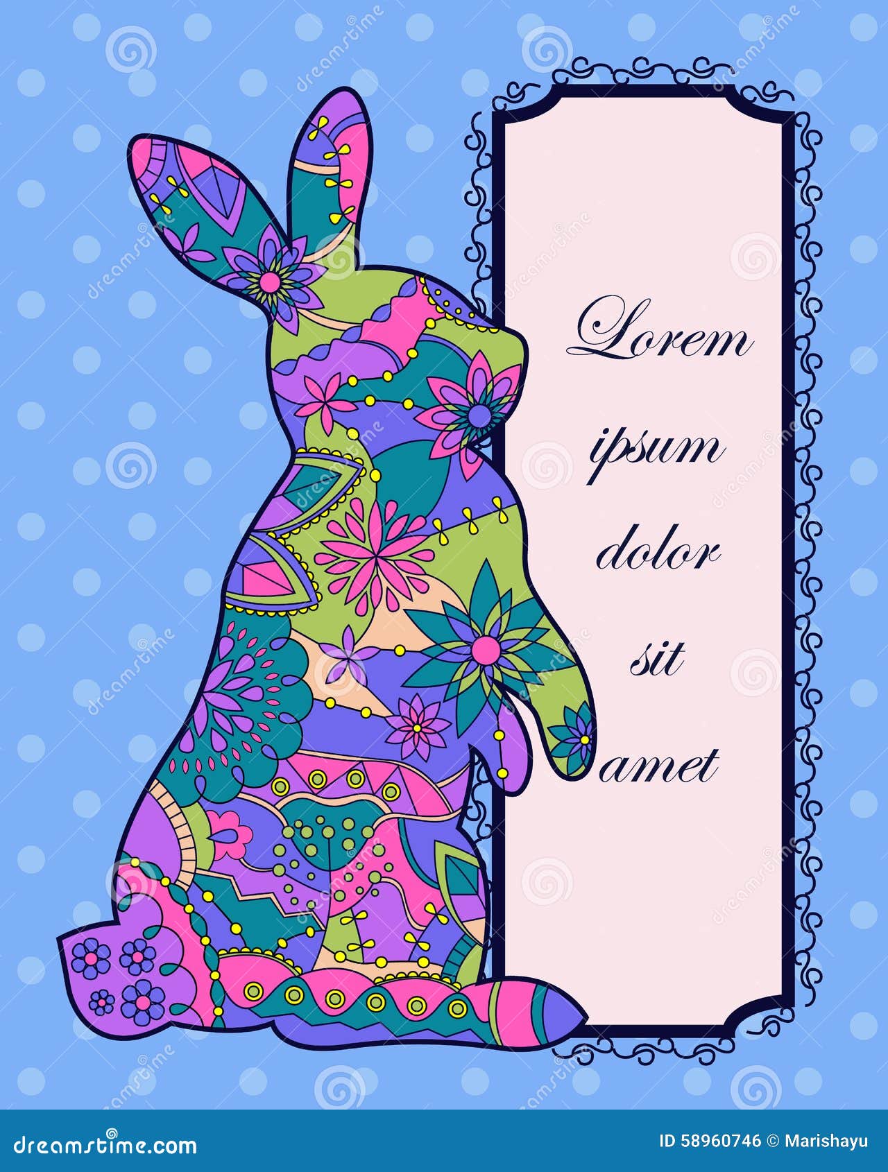 Background with Colorful Rabbit Stock Vector - Illustration of painted ...