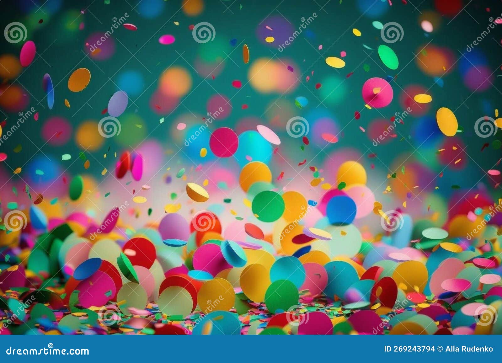 Background of Colorful Round Falling Confetti. AI Generated Stock ...