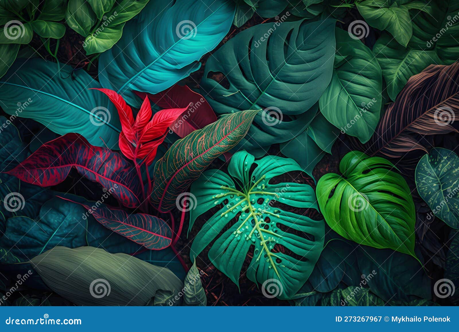 Background of Colorful Tropical Leaves. Neural Network AI Generated ...