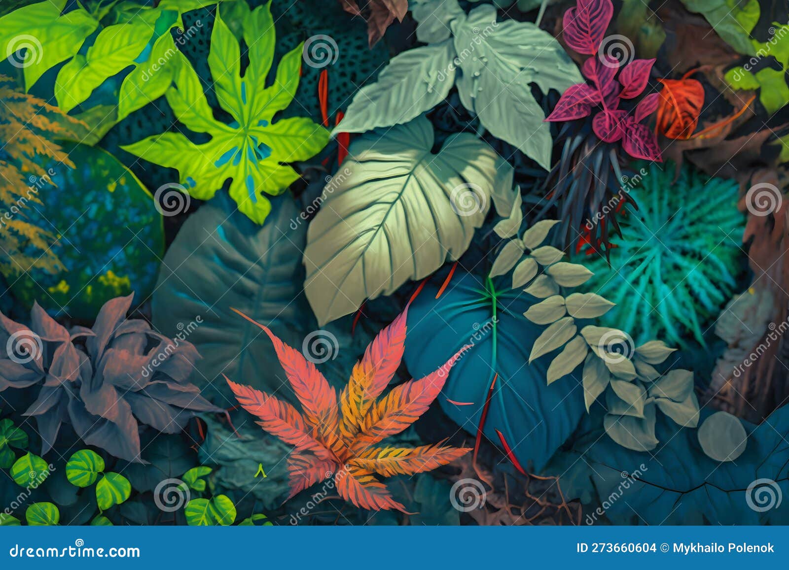 Background of Colorful Tropical Leaves. Neural Network AI Generated ...