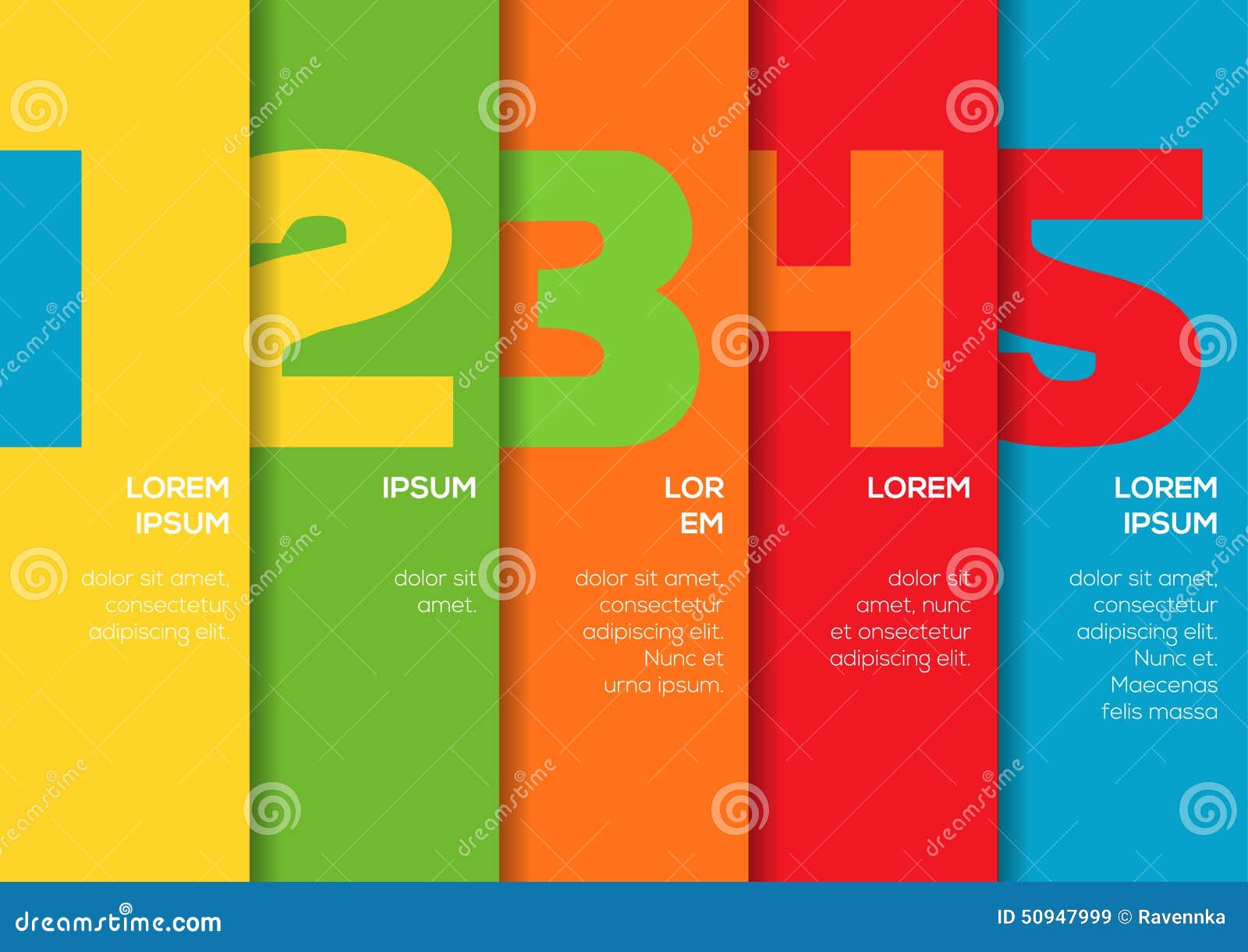Background with 5 Colorful Vertical Stripes with Numbers Stock Vector ...