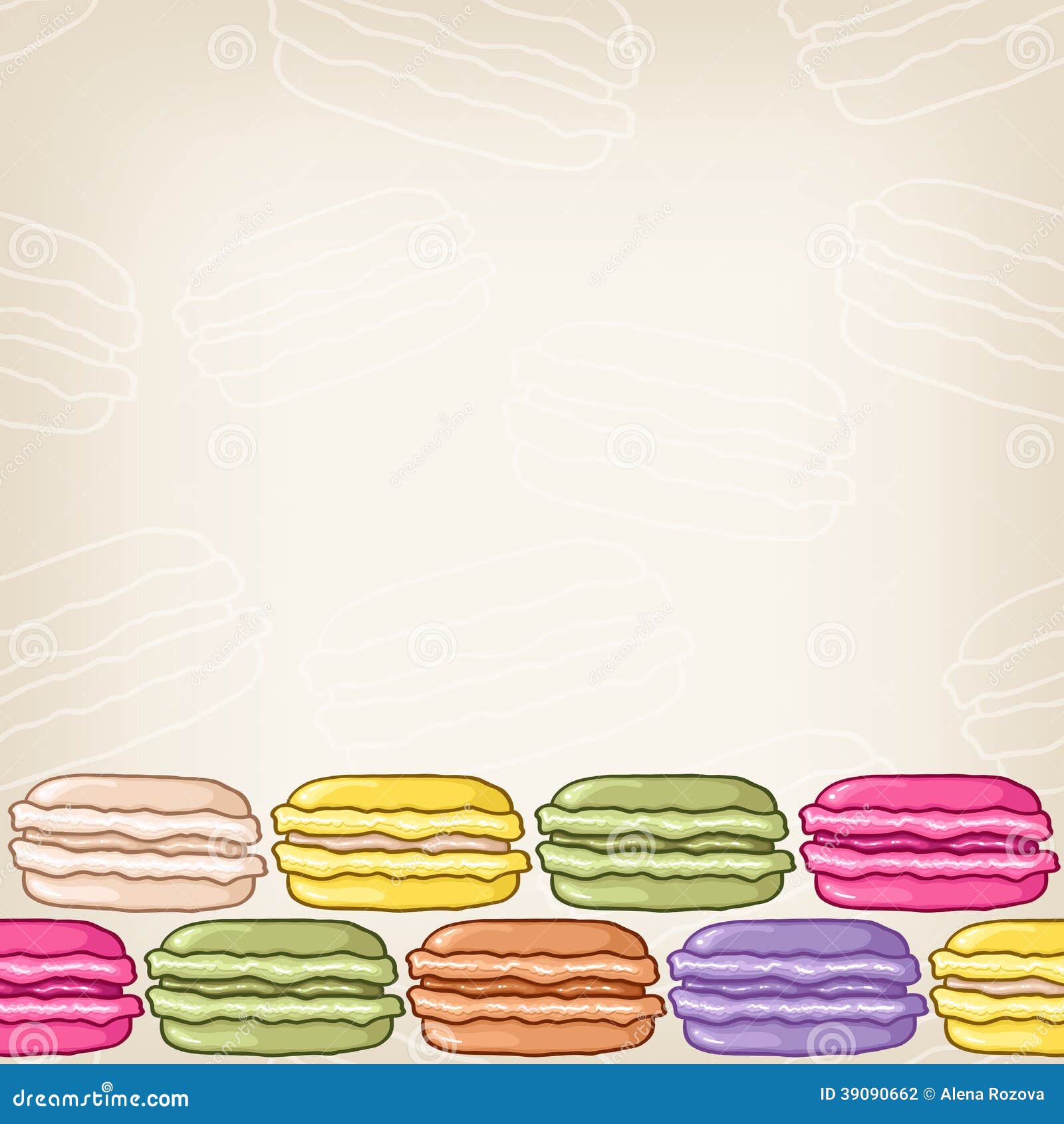 Background with Colourful Macaroon Border Stock Illustration ...