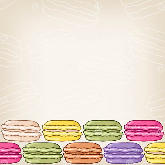 Background with Colourful Macaroon Border Stock Illustration ...