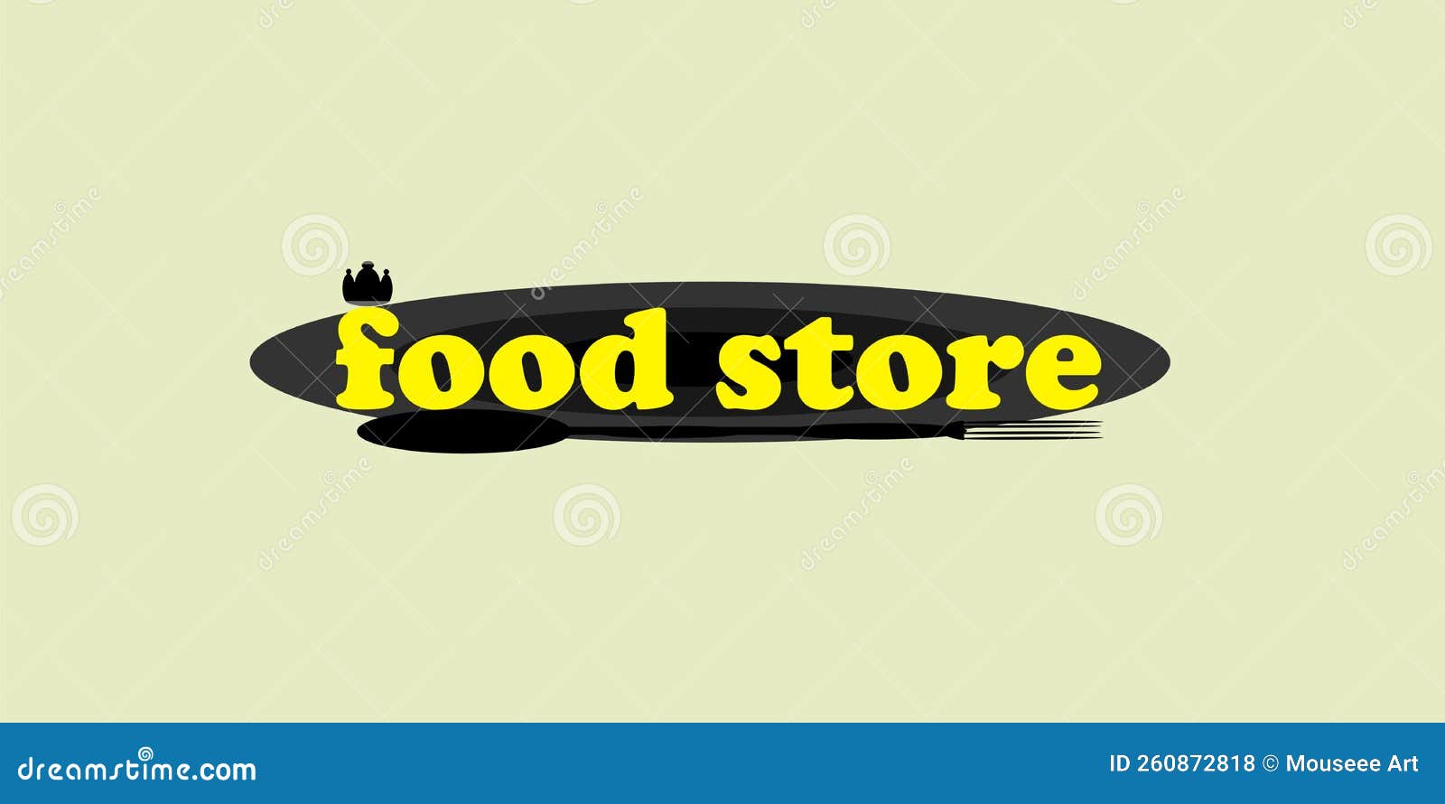 Food Shop Logo with Yellow Fork Spoon Plate Stock Illustration ...