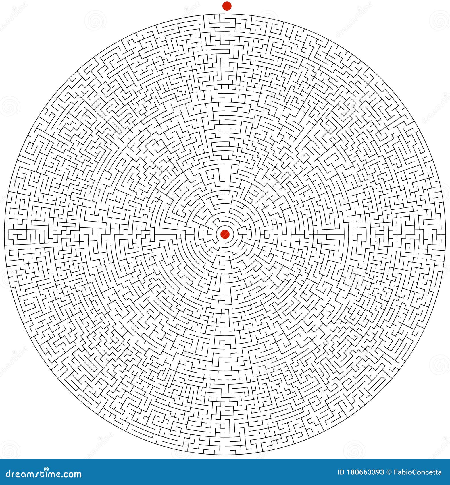 Background of a Complex Maze with the Shape of a Circle Stock ...