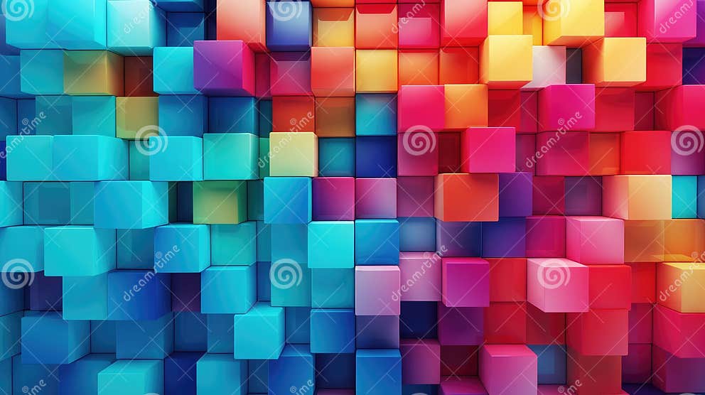 Random Shifted Rotated Cube Boxes Block Background, Ai Generated Stock ...