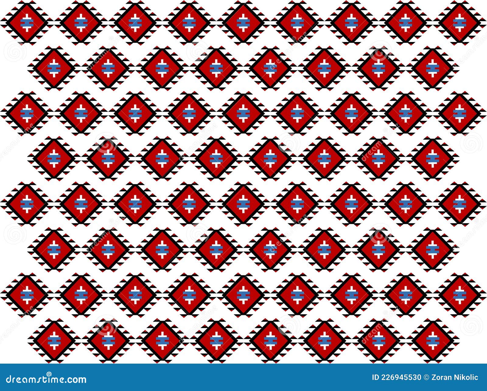Seamless Pattern with Squares, Serbian Ornament, Isolated on White ...