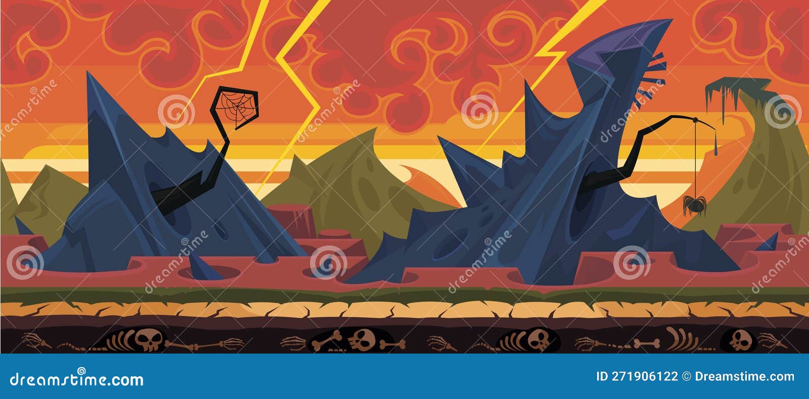 Background for Computer Game, Hell Level. Seamless Background. Vector ...