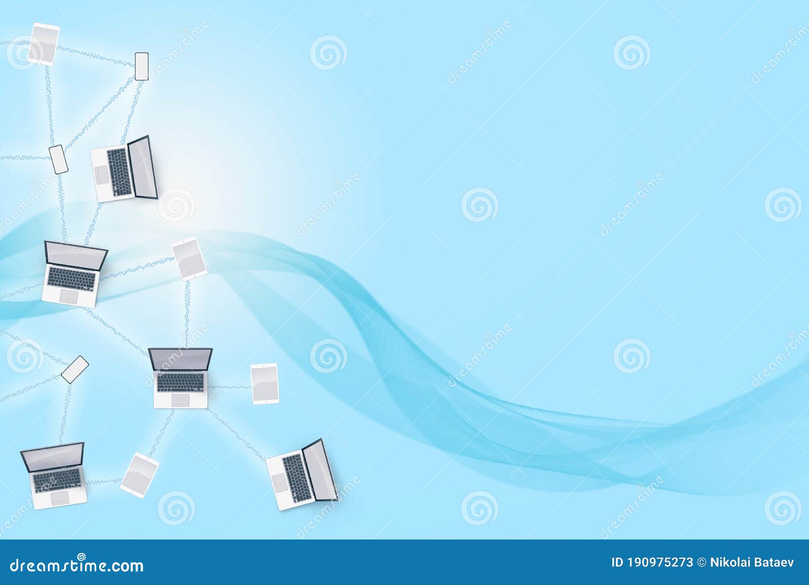 Background with Computers, Smartphones and Tablets Connected To a ...