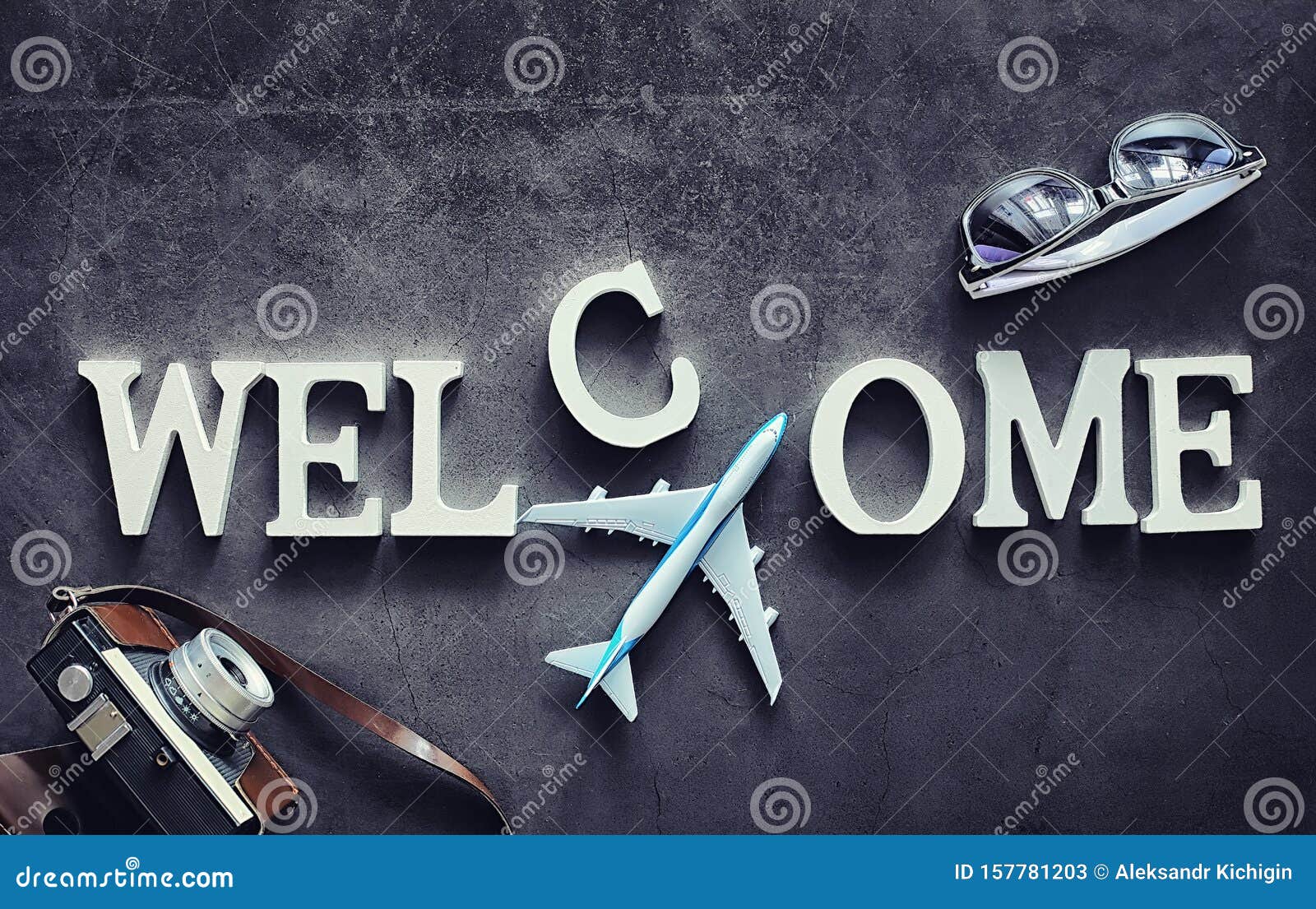 Background Concept. Inscription Welcome on a Dark Background Stock ...