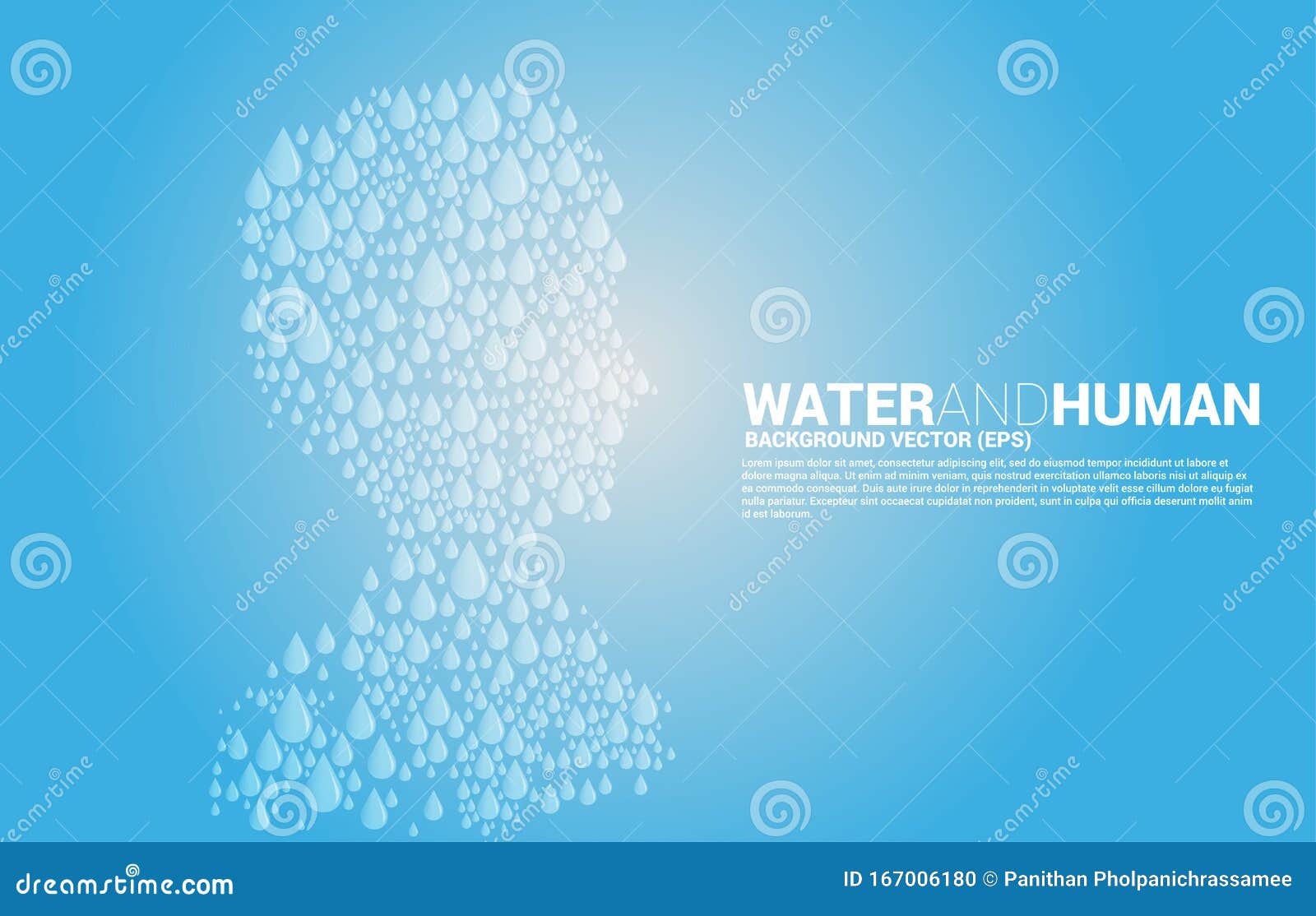 Vector Water Drop Shaped Human Body Profile. Stock Illustration ...