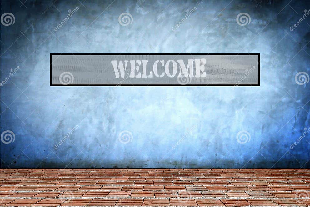 Background of Concrete Wall with Welcome Stock Image - Image of retro ...