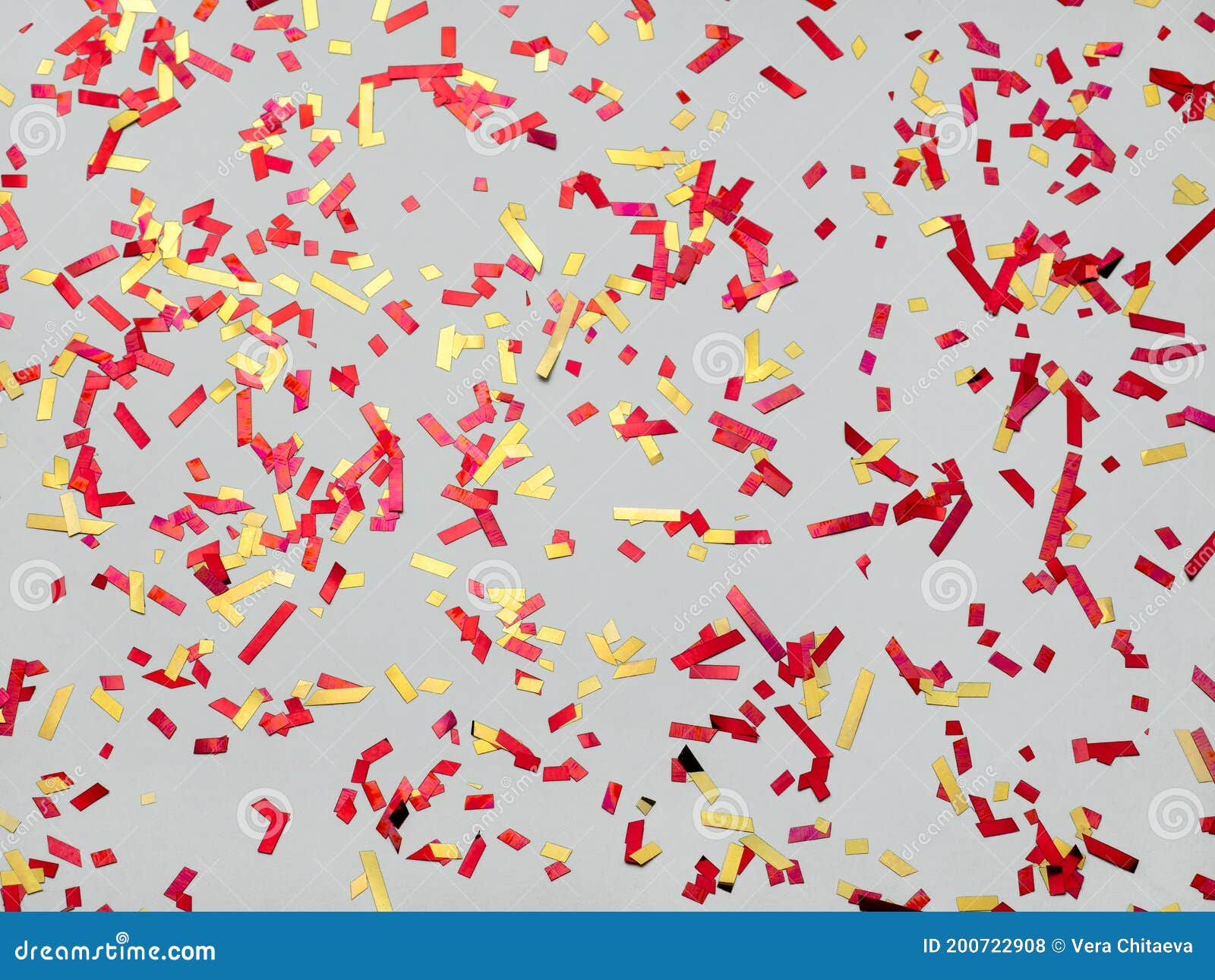 Background Confetti Red, Yellow. Spangles Sparkle on Pastel Gray Trendy ...