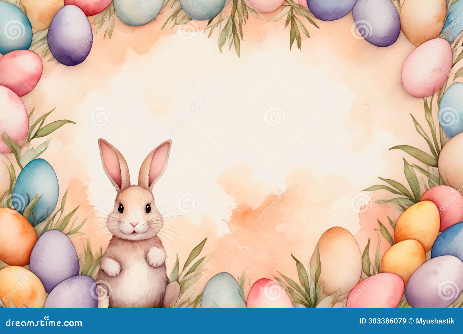Background for Congratulations on Easter with Rabbits and a Floral ...