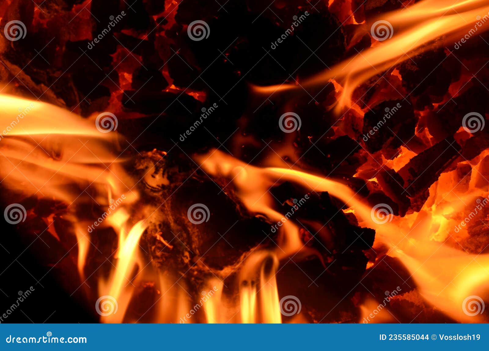 The Background Consists of Burning Plastic on Coal with Air Injection ...