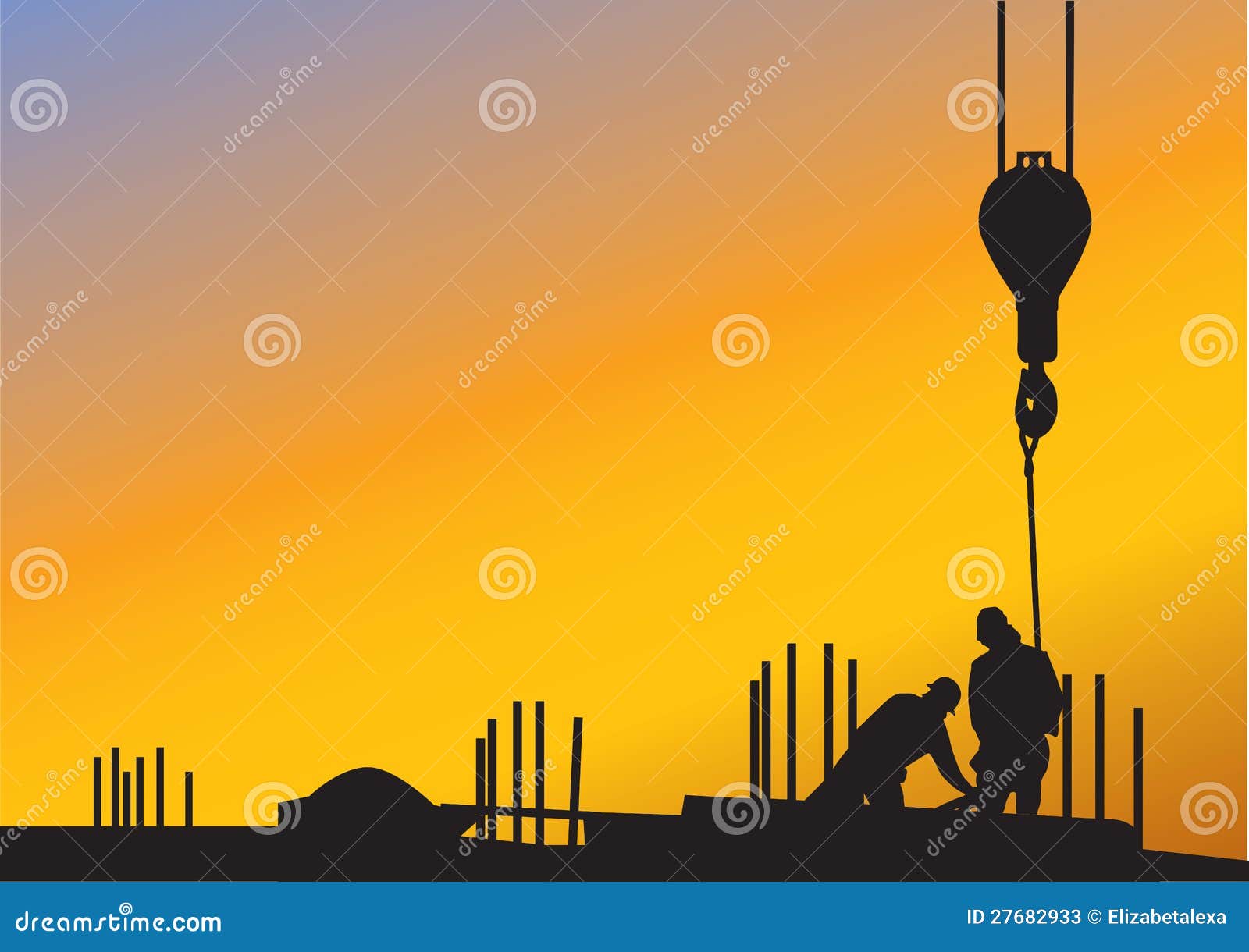 The Background with Construction Workers Stock Vector - Illustration of ...