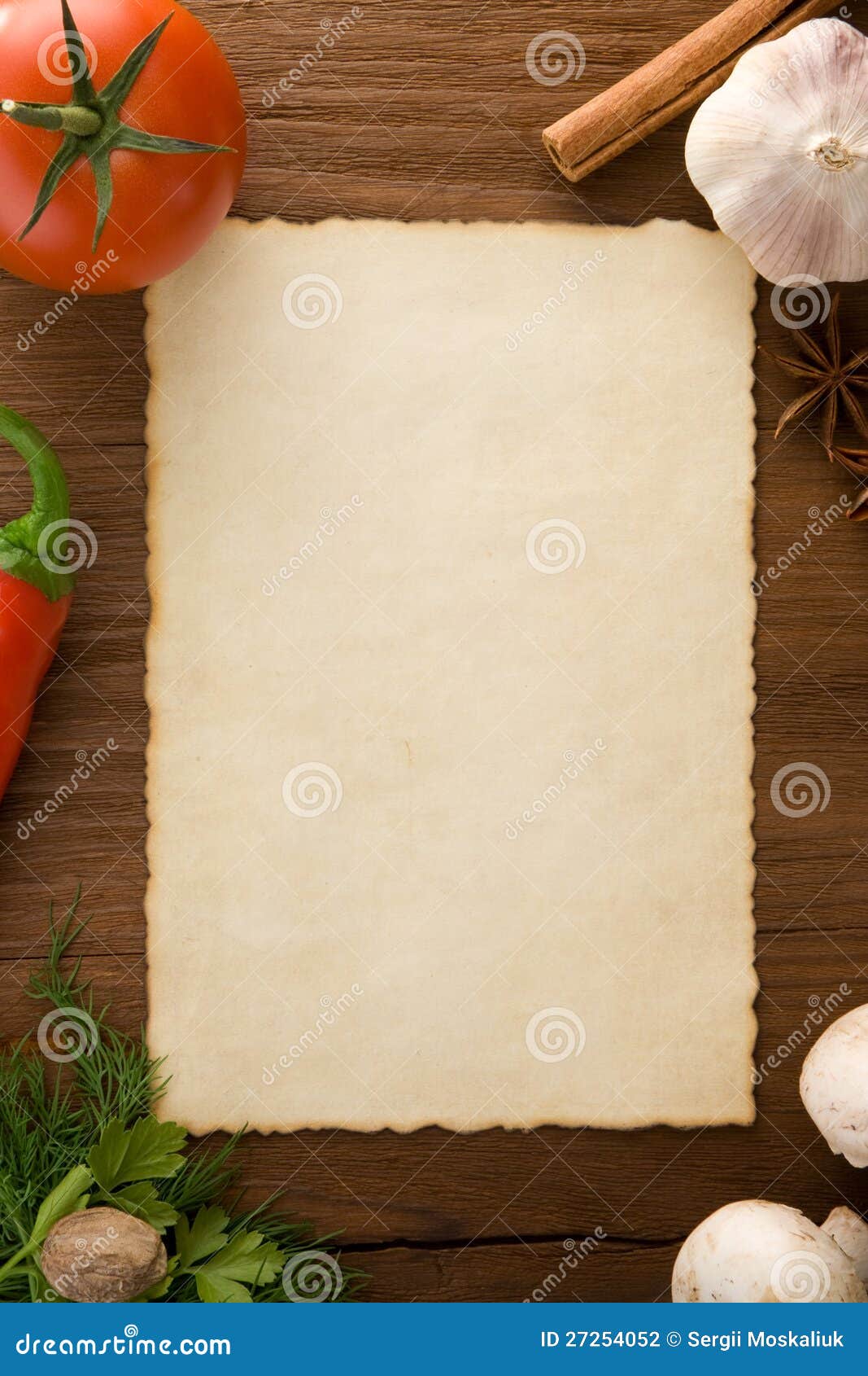 Background for Cooking Recipes Stock Photo - Image of garlic, parchment ...