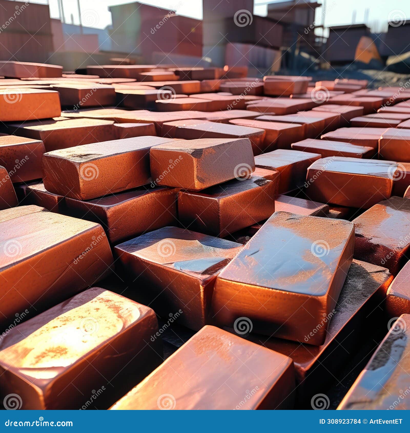Background of Copper Ingots. Extractive Industry Stock Illustration ...