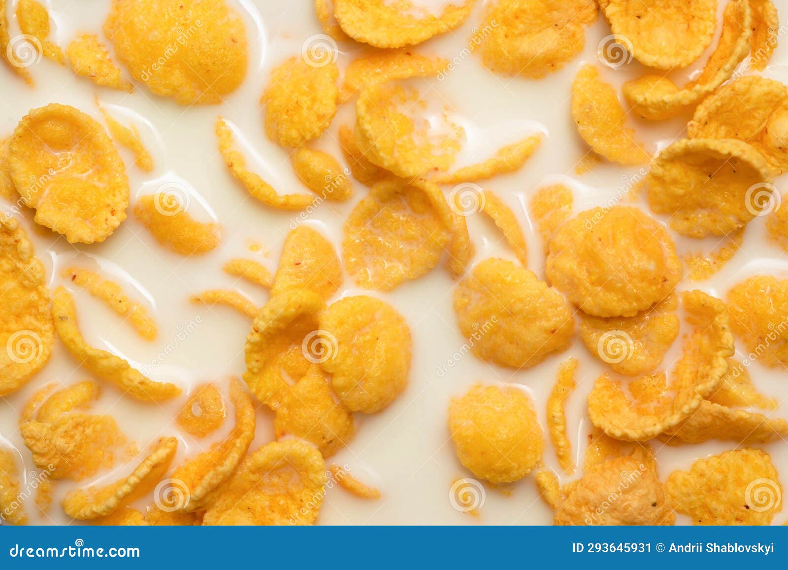Background of Corn Flakes with Milk Close-up. Morning Breakfast Stock ...