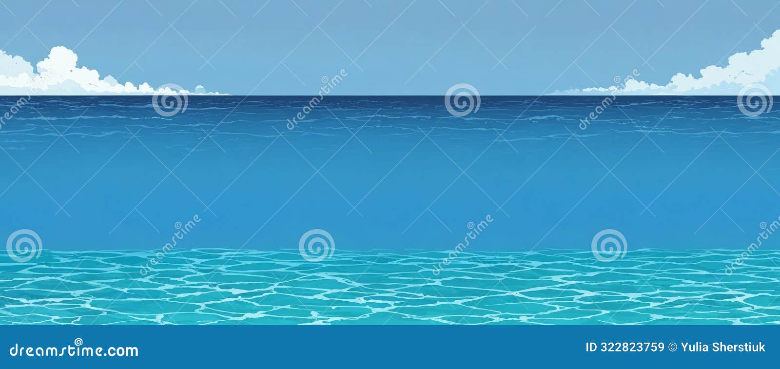 Background Covered with Blue Sea, 2D Front View, Game Backdrop and ...