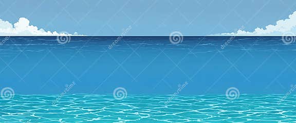 Background Covered with Blue Sea, 2D Front View, Game Backdrop and ...