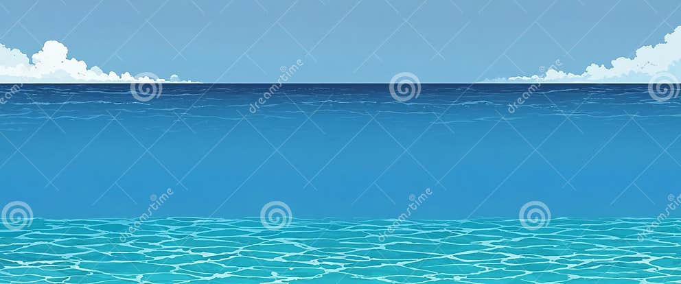 Background Covered with Blue Sea, 2D Front View, Game Backdrop and ...