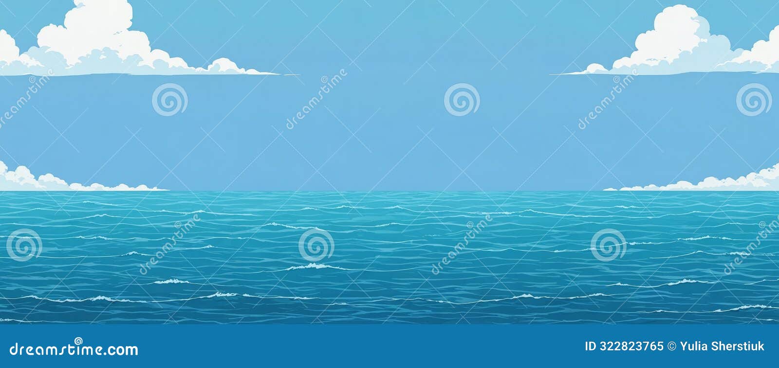 Background Covered with Blue Sea, 2D Front View, Game Backdrop and ...
