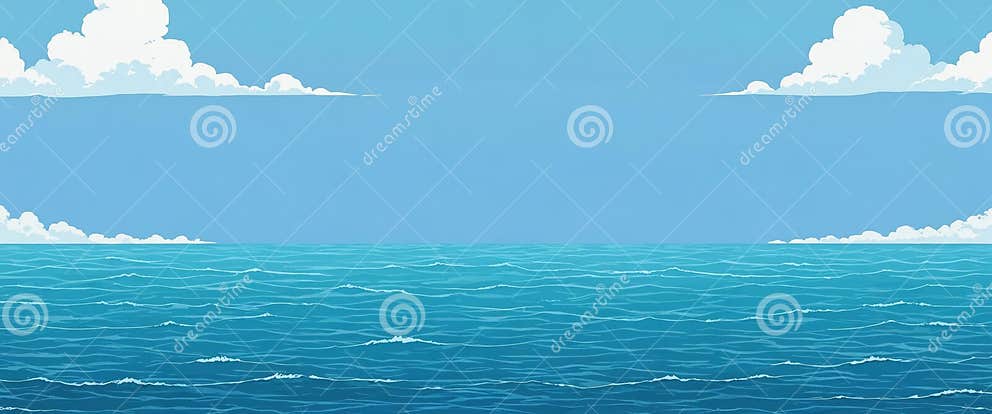 Background Covered with Blue Sea, 2D Front View, Game Backdrop and ...