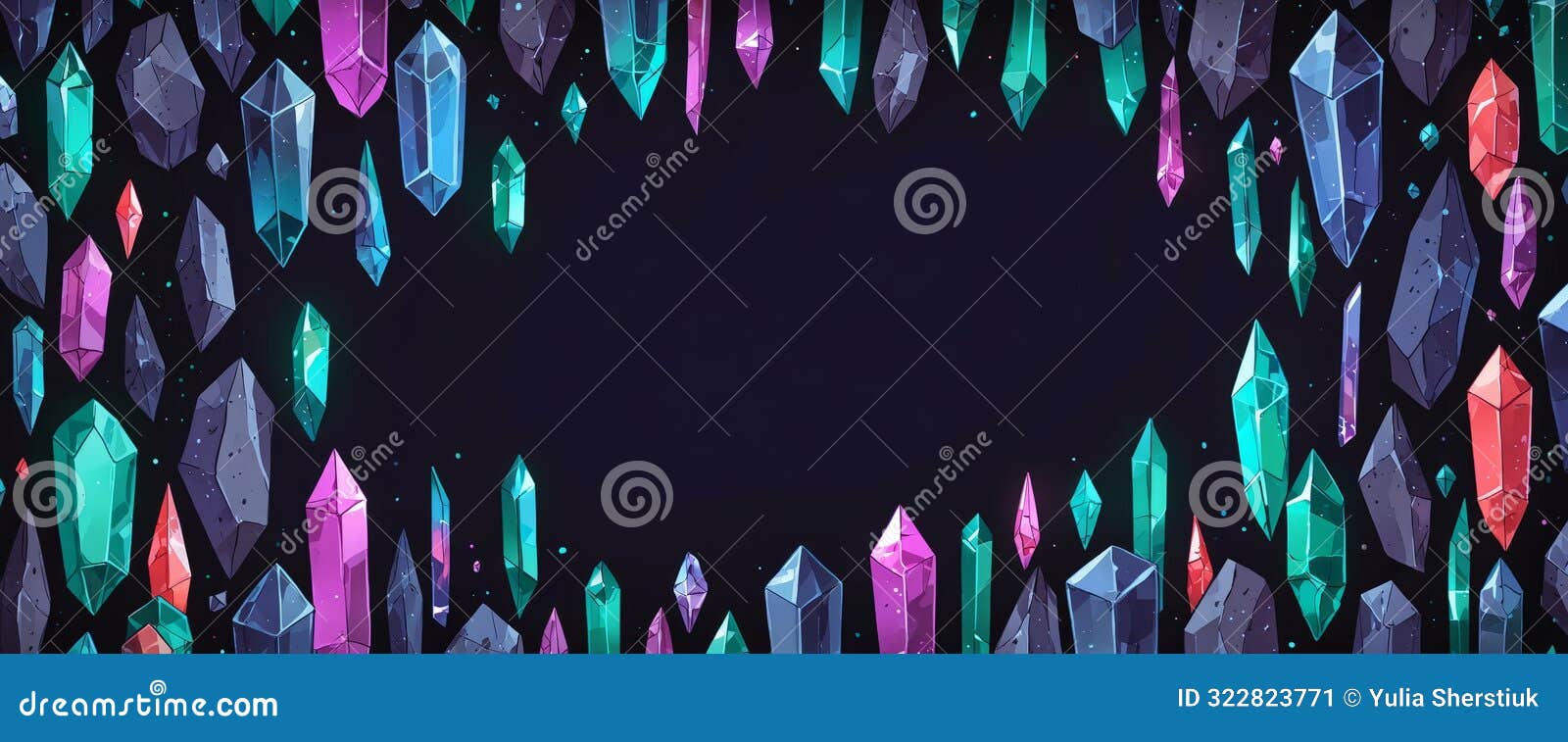Background Covered With Crystal Cores, 2D Front View, Game Backdrop And ...