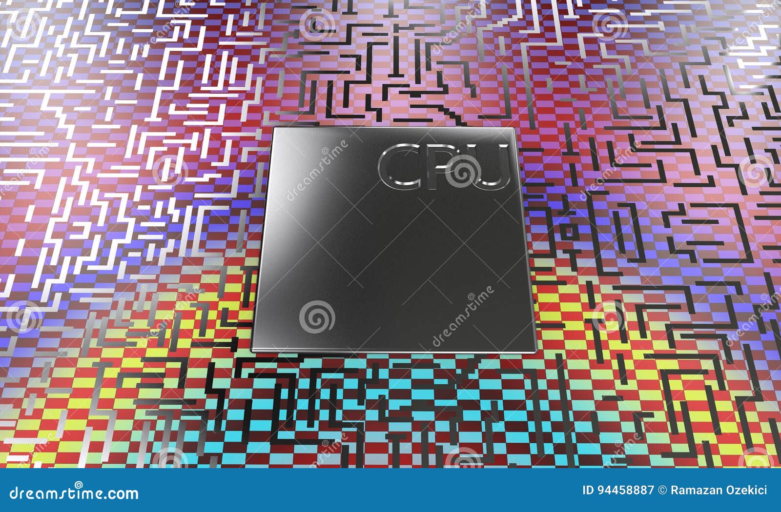 Background of Cpu and Circuit Diagram, 3d Render Stock Illustration ...