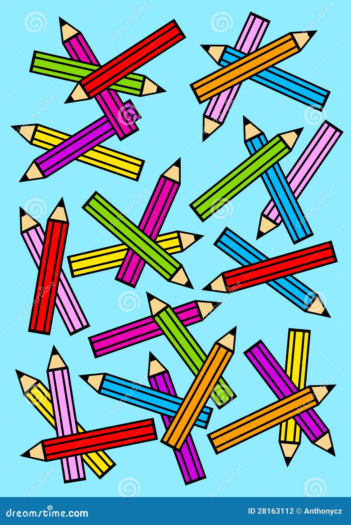 Background with crayons stock vector. Illustration of blue - 28163112