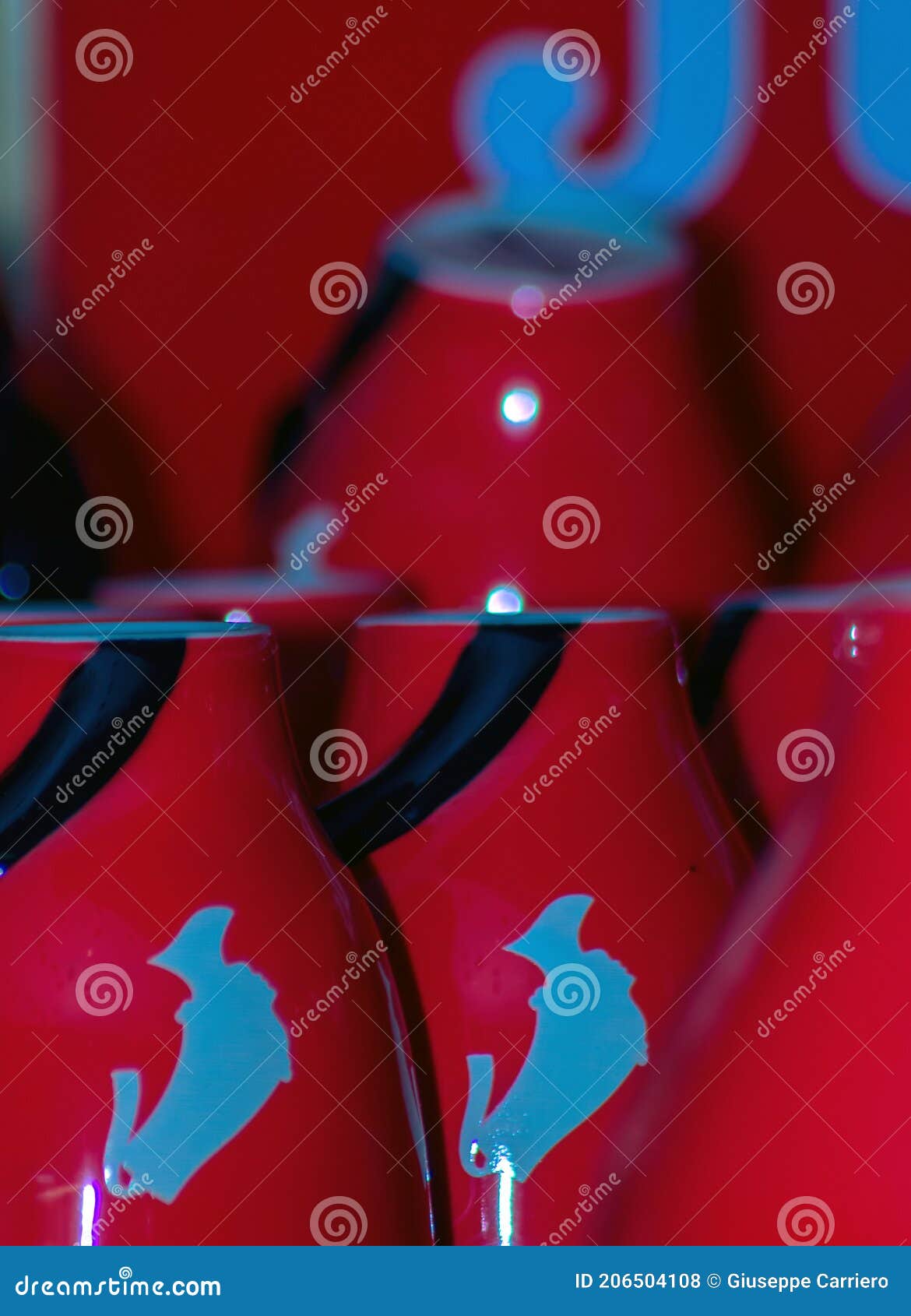Background Created with Red Colored Espresso Coffee Cups Facing Upside ...
