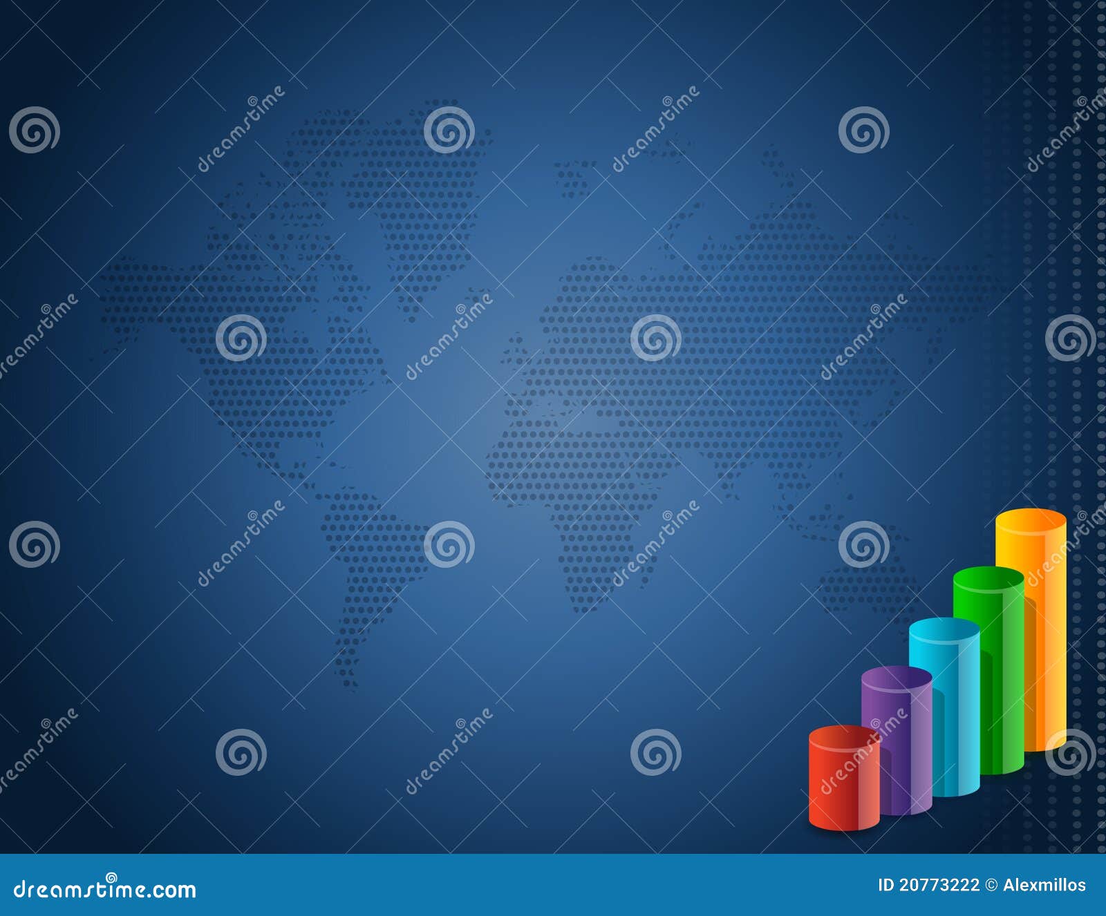 Background with Creative Bar Graphs and Map Stock Illustration ...