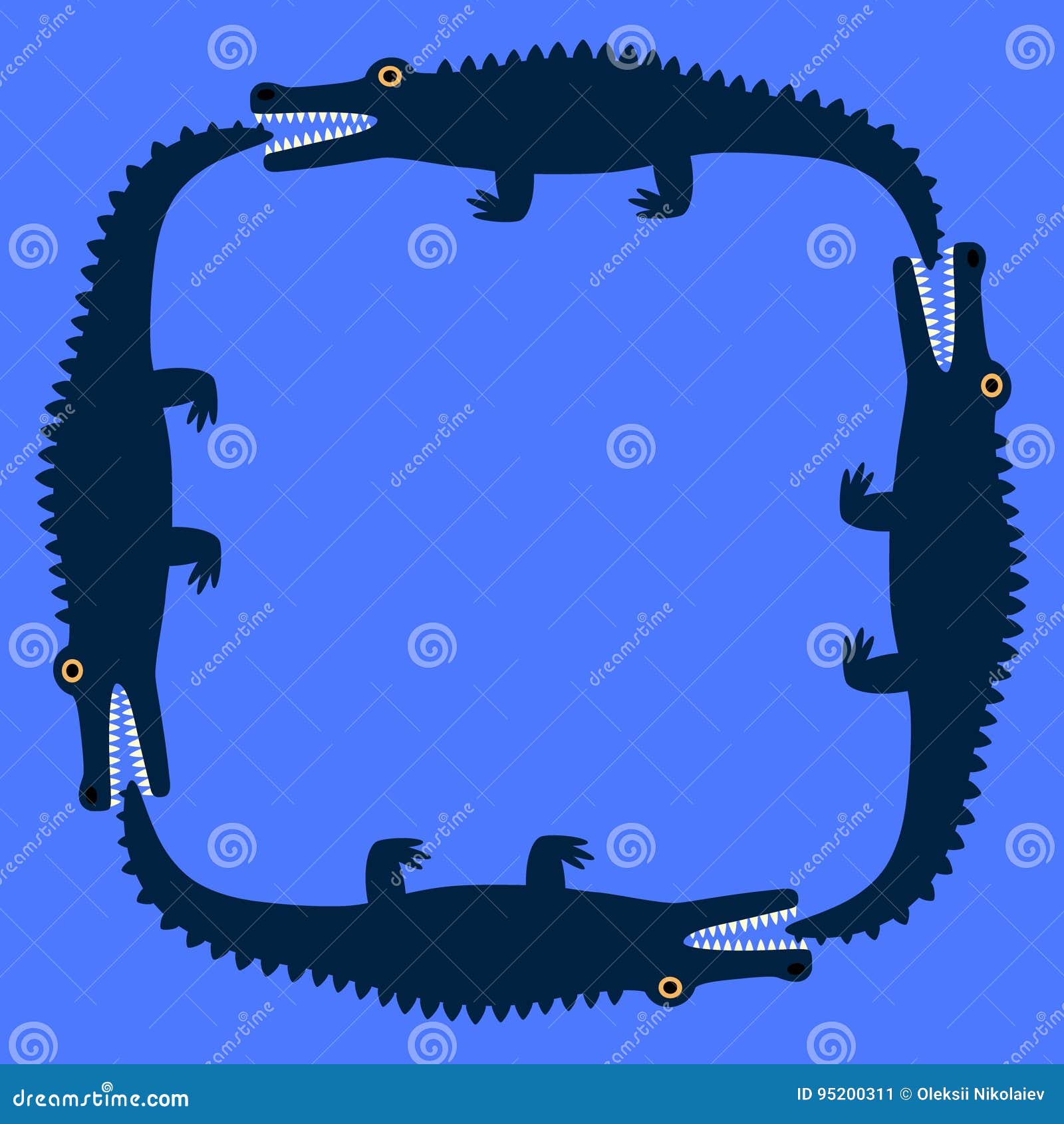 Background of the Crocodile. Decorative Pattern. Blue Field and Dark ...