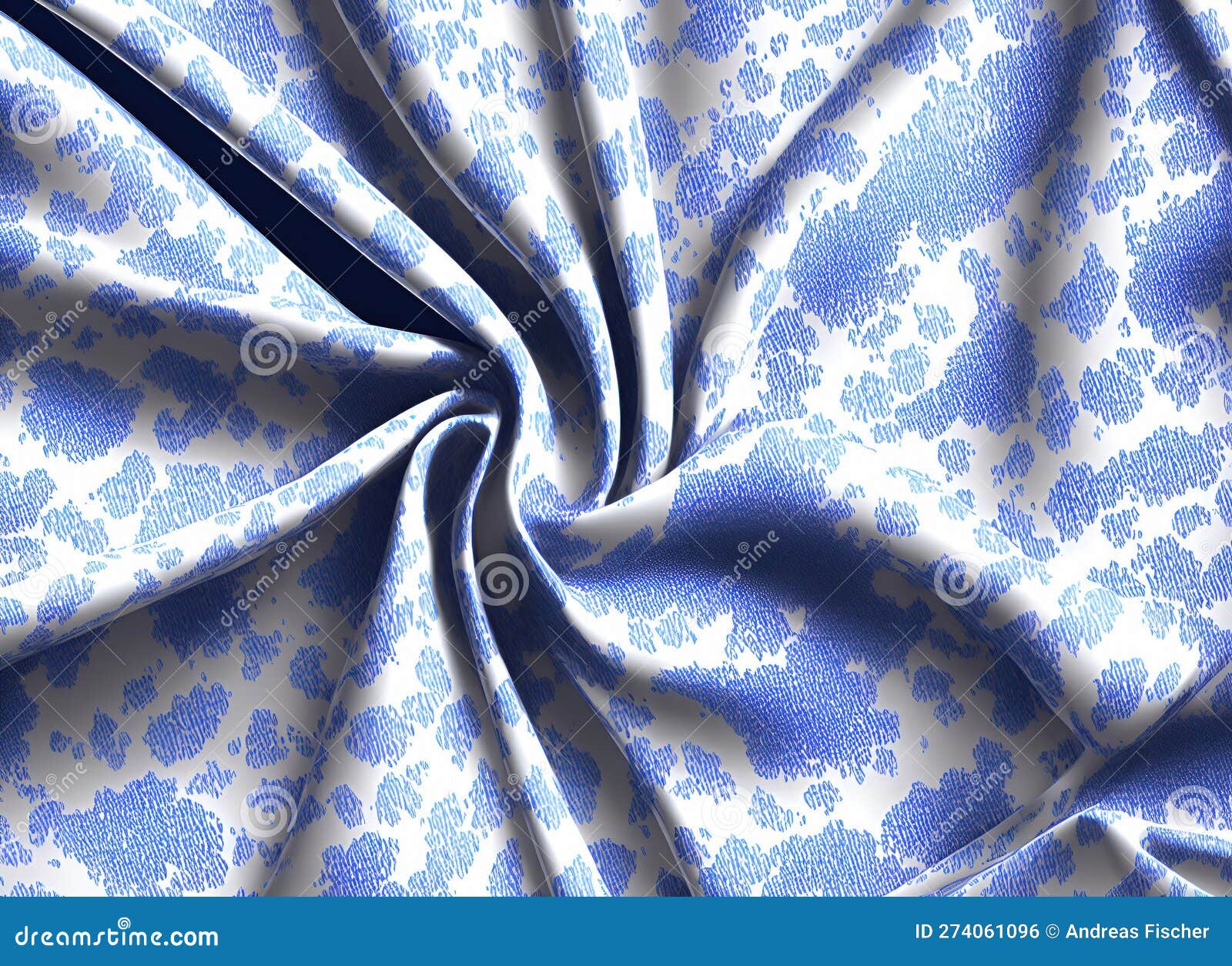Background of Crumpled White Fabric with Blue Abstract Pattern. Stock ...
