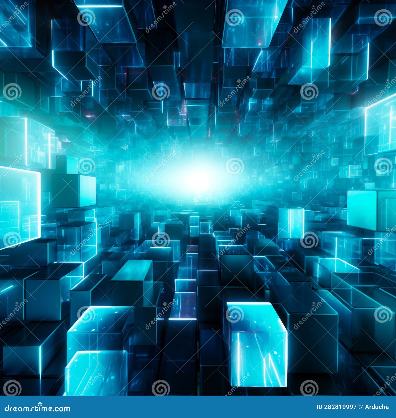 Background Cubes Dimension Pattern with Cyan Shine Inside Stock ...