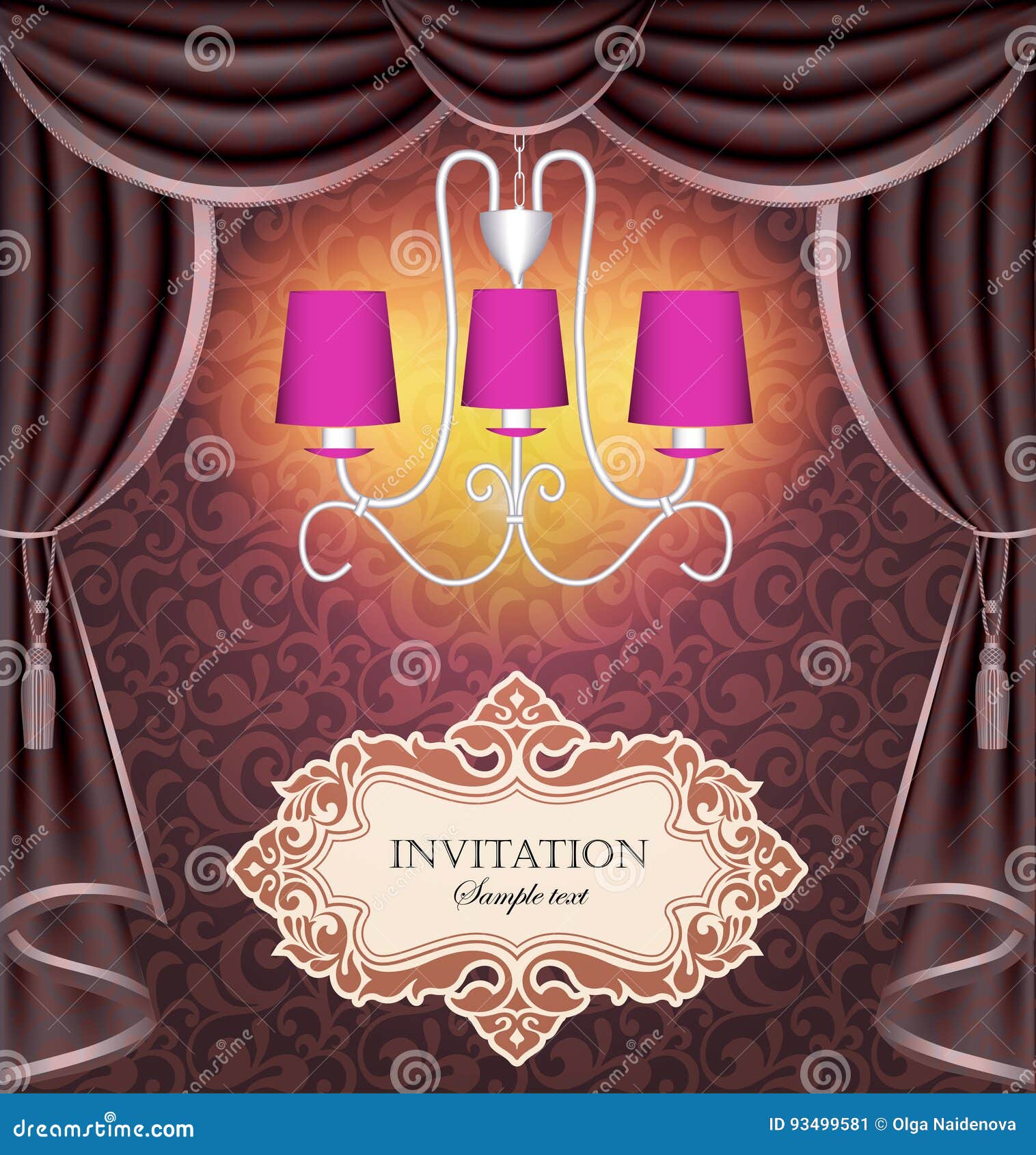 Background with Curtains and Chandelier Invitation Stock Vector ...