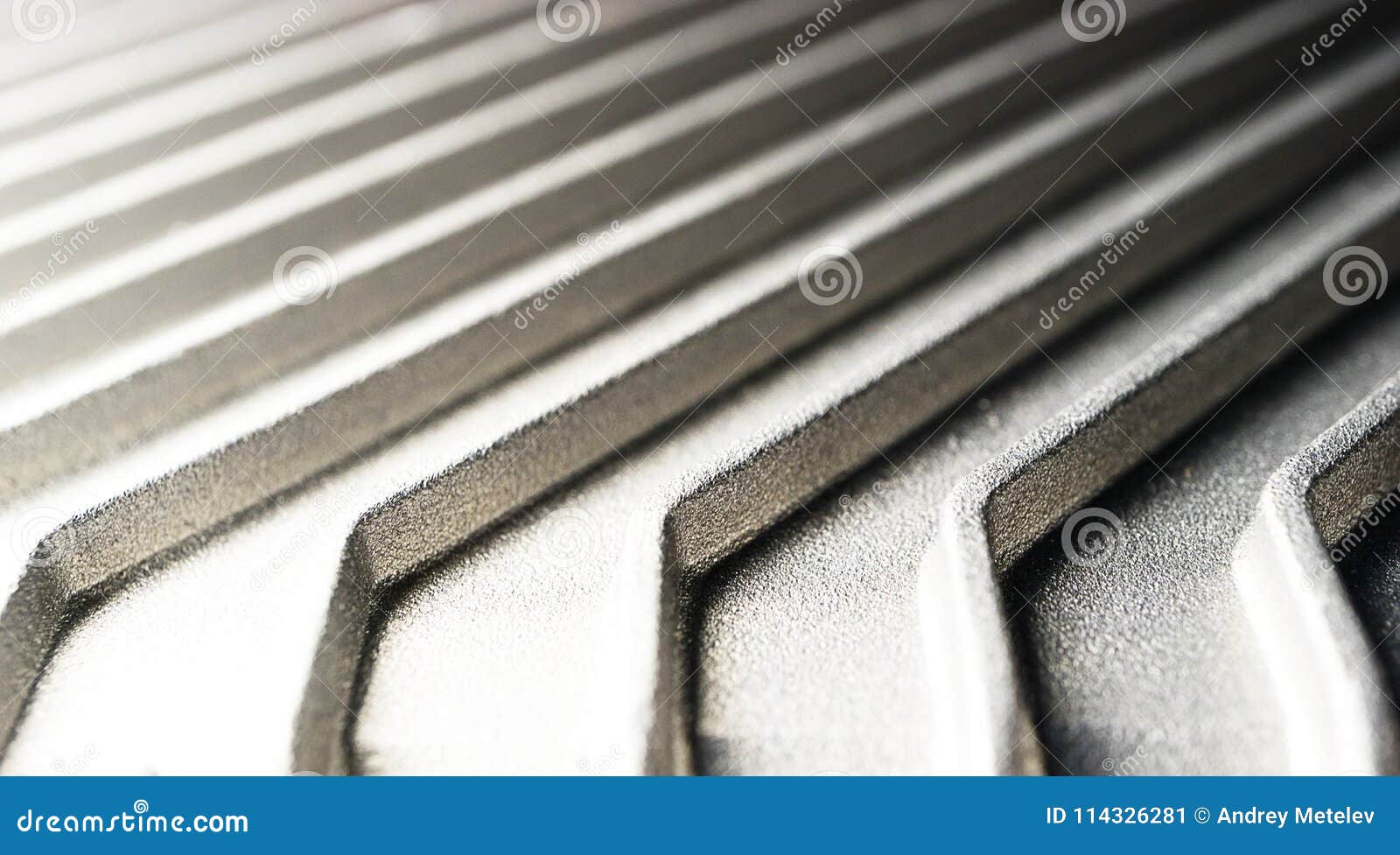 Background of Curved Metal Ribs and Faces, Silver Metal Lines in ...