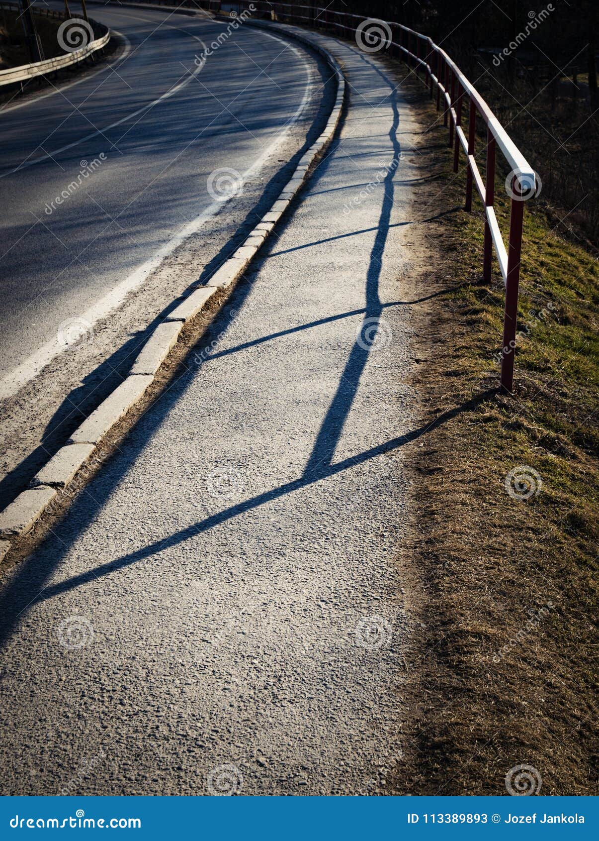 Curved Path with Sidewalk Next Stock Image - Image of railing, speed ...