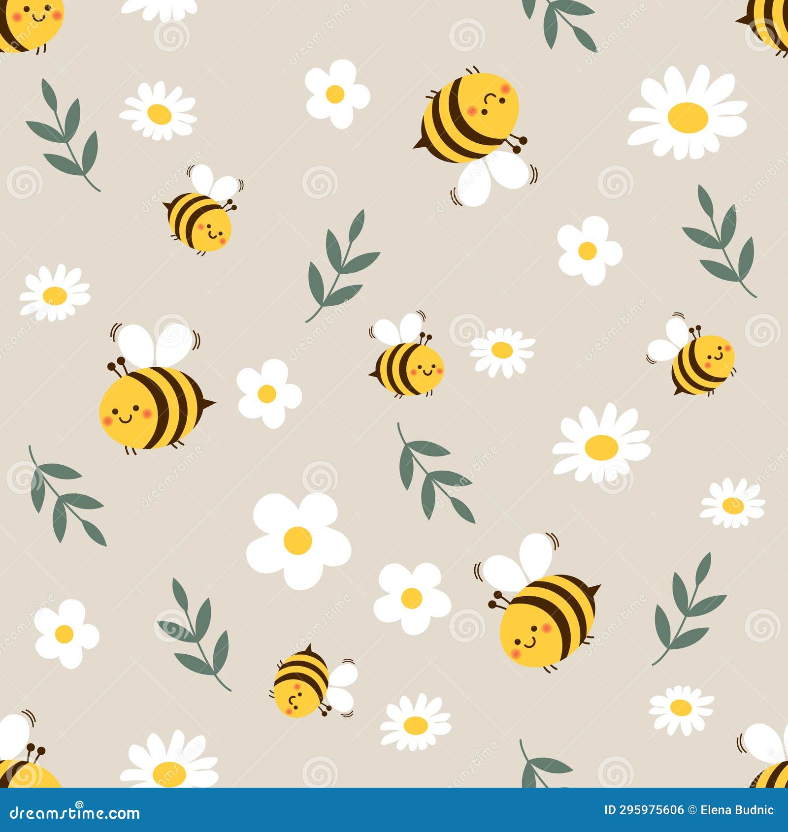 Background with Cute Bee Cartoon Stock Illustration - Illustration of ...