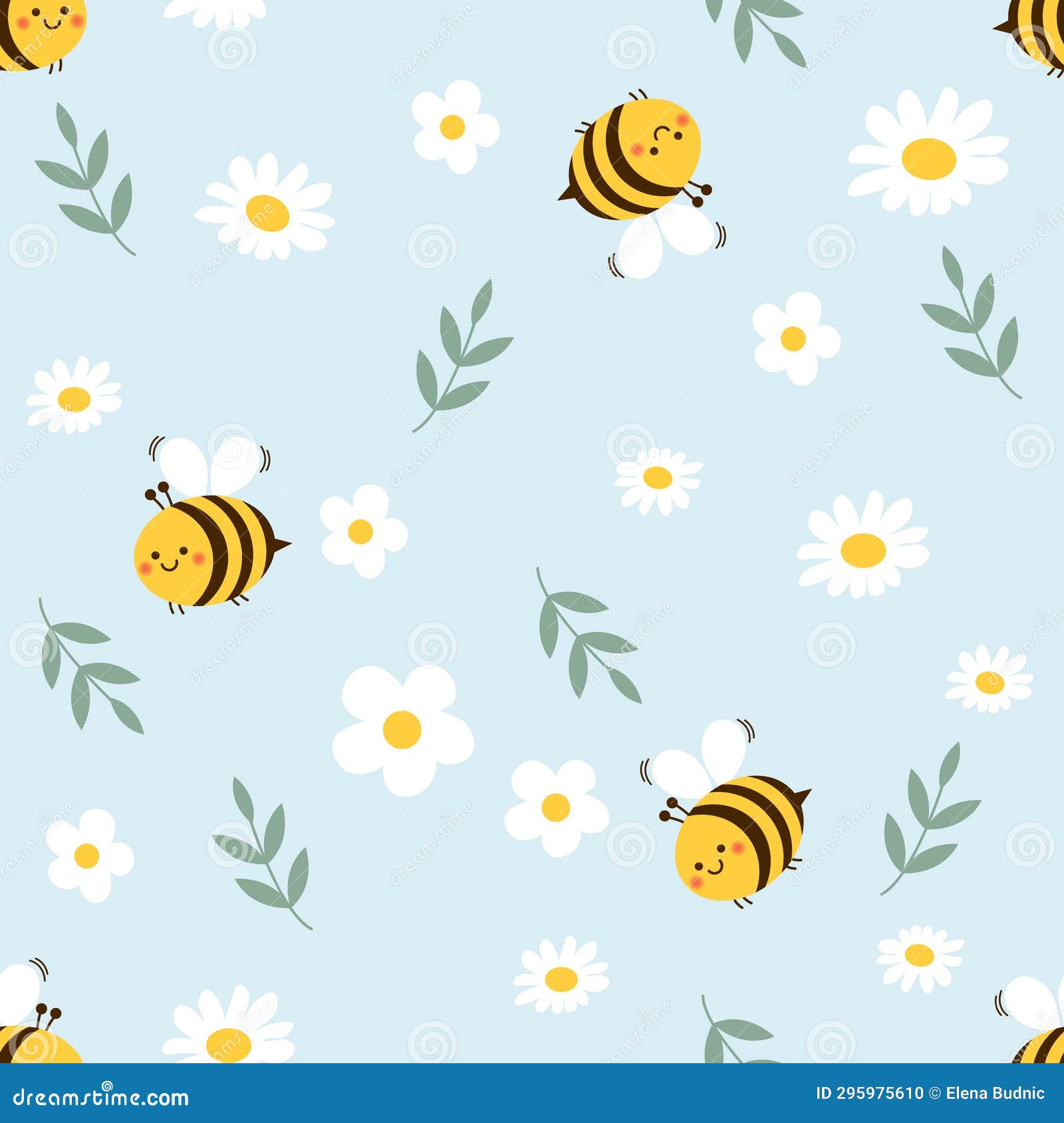 Background with Cute Bee Cartoon Stock Vector - Illustration of ...