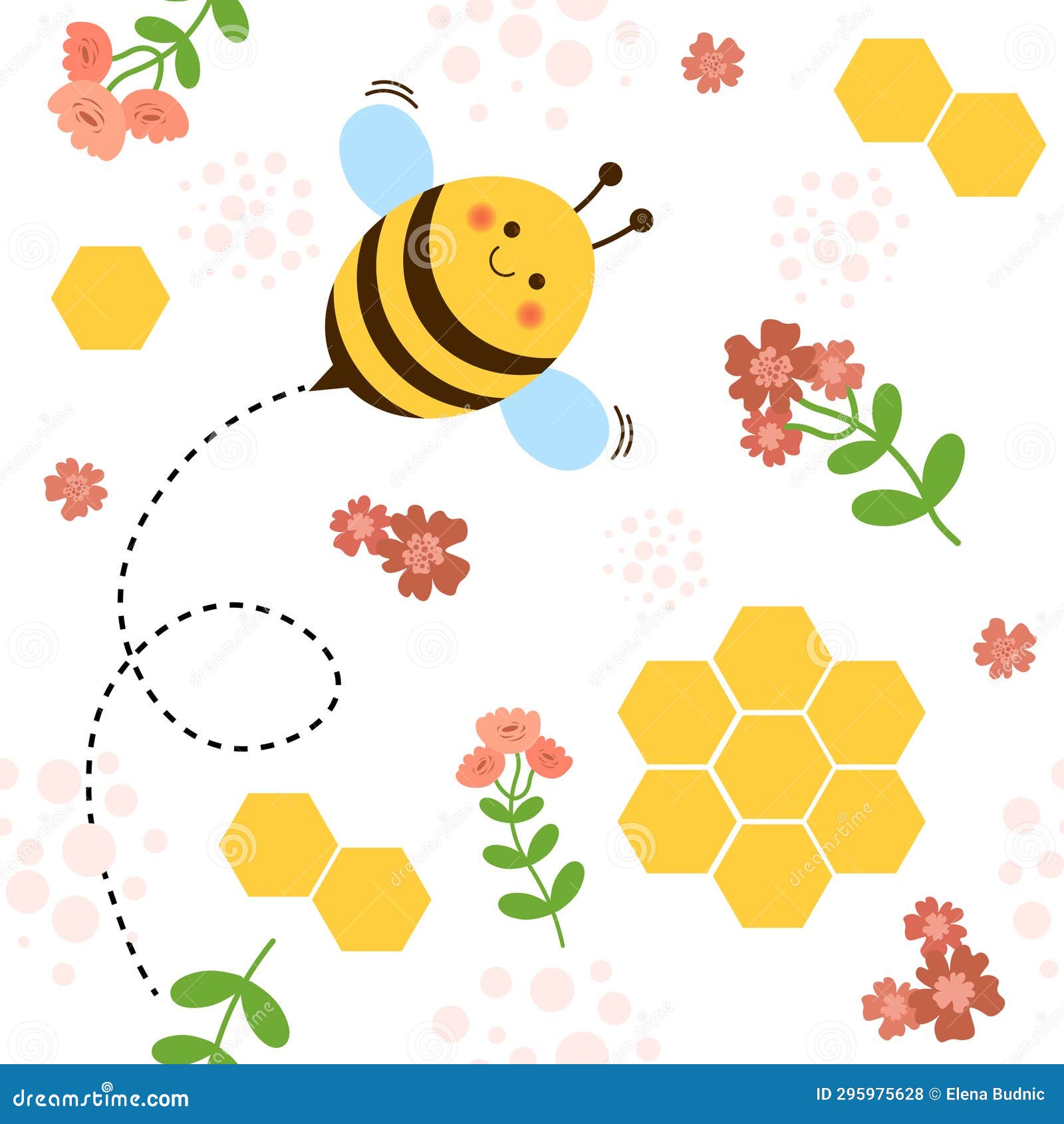 Background with Cute Bee Cartoon Stock Vector - Illustration of cartoon ...