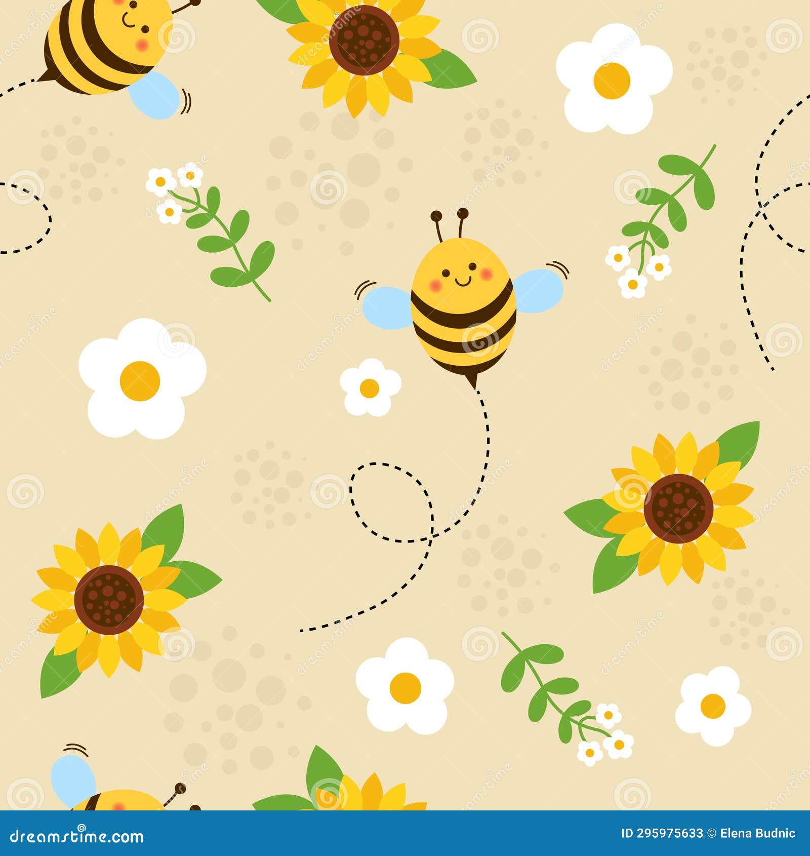Background with Cute Bee Cartoon Stock Vector - Illustration of ...