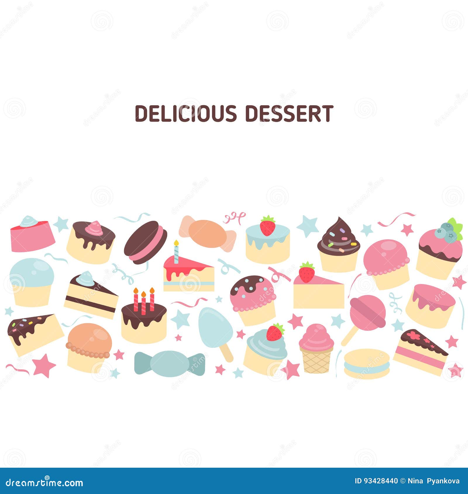 Background with Cute Cakes. Stock Vector - Illustration of birthday ...