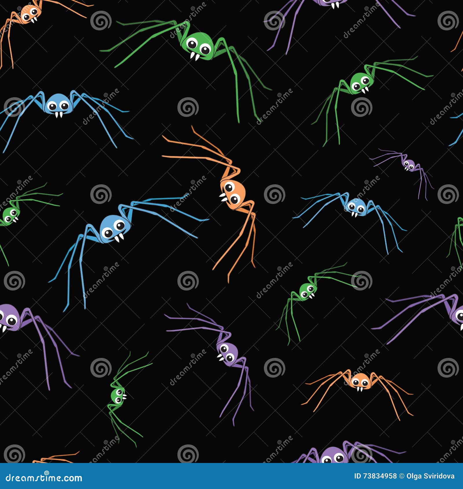 Background Cute Cartoon Colored Spiders Stock Photography ...