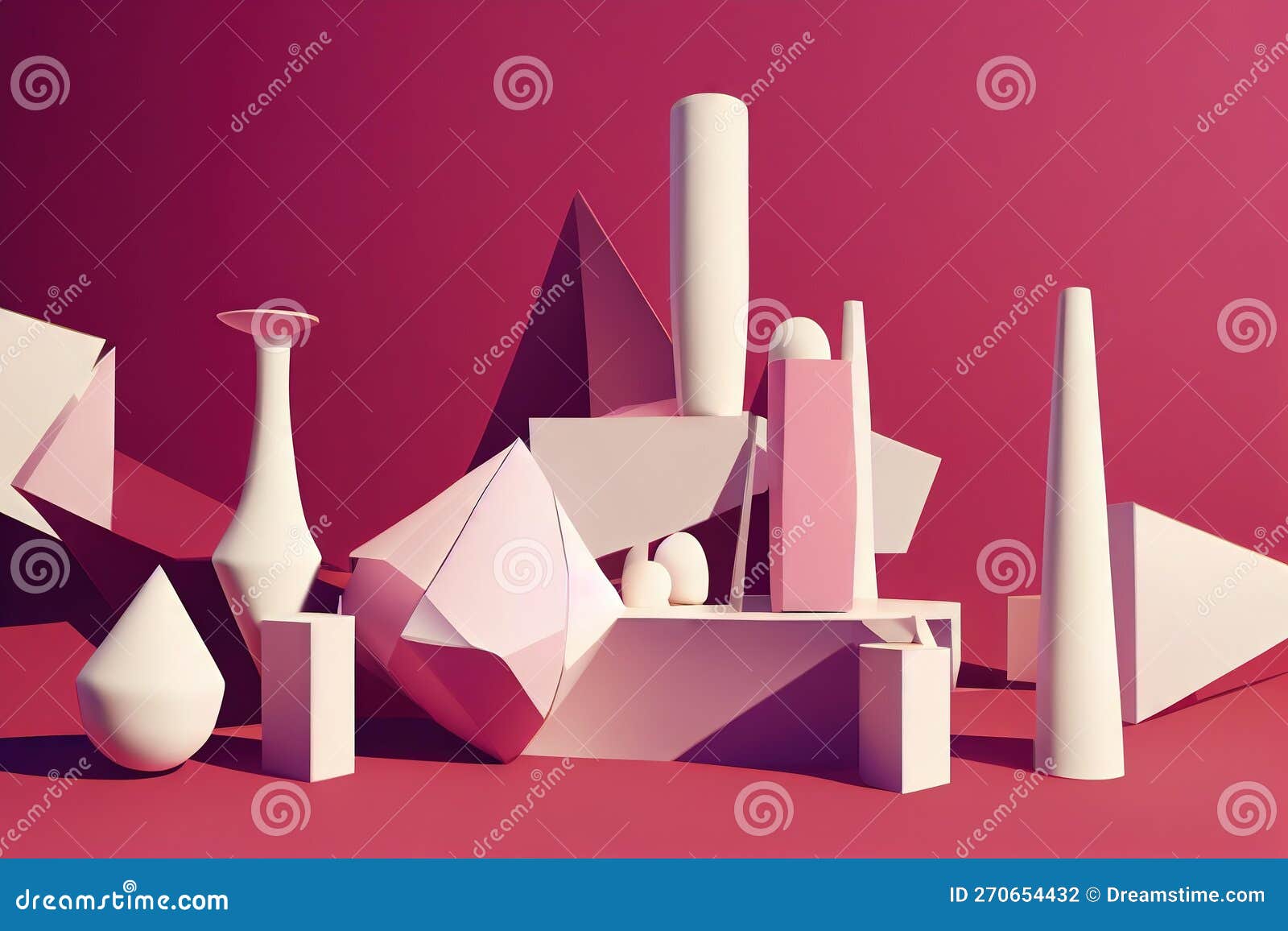 Background of 3D Art Objects of Pastel Color. Stock Illustration ...