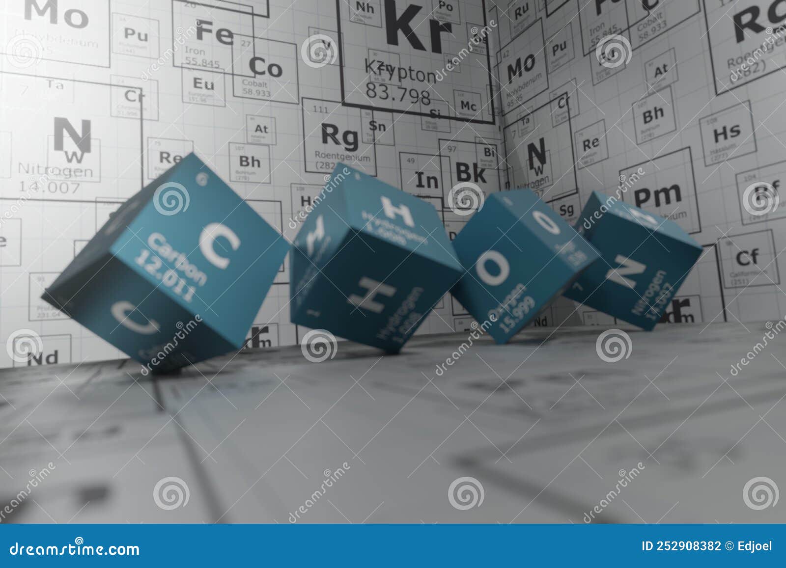 Background Of 3d Cubes Of The Elements Of The Periodic Table, Carbon ...