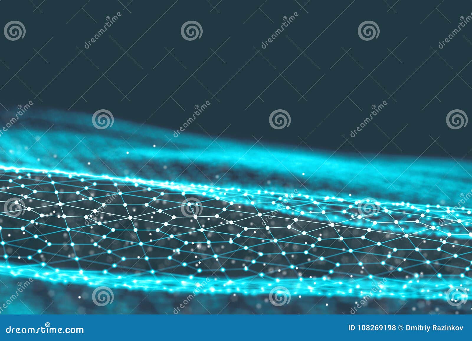 Background 3d Grid.Cyber Technology Ai Tech Wire Network Futuristic ...