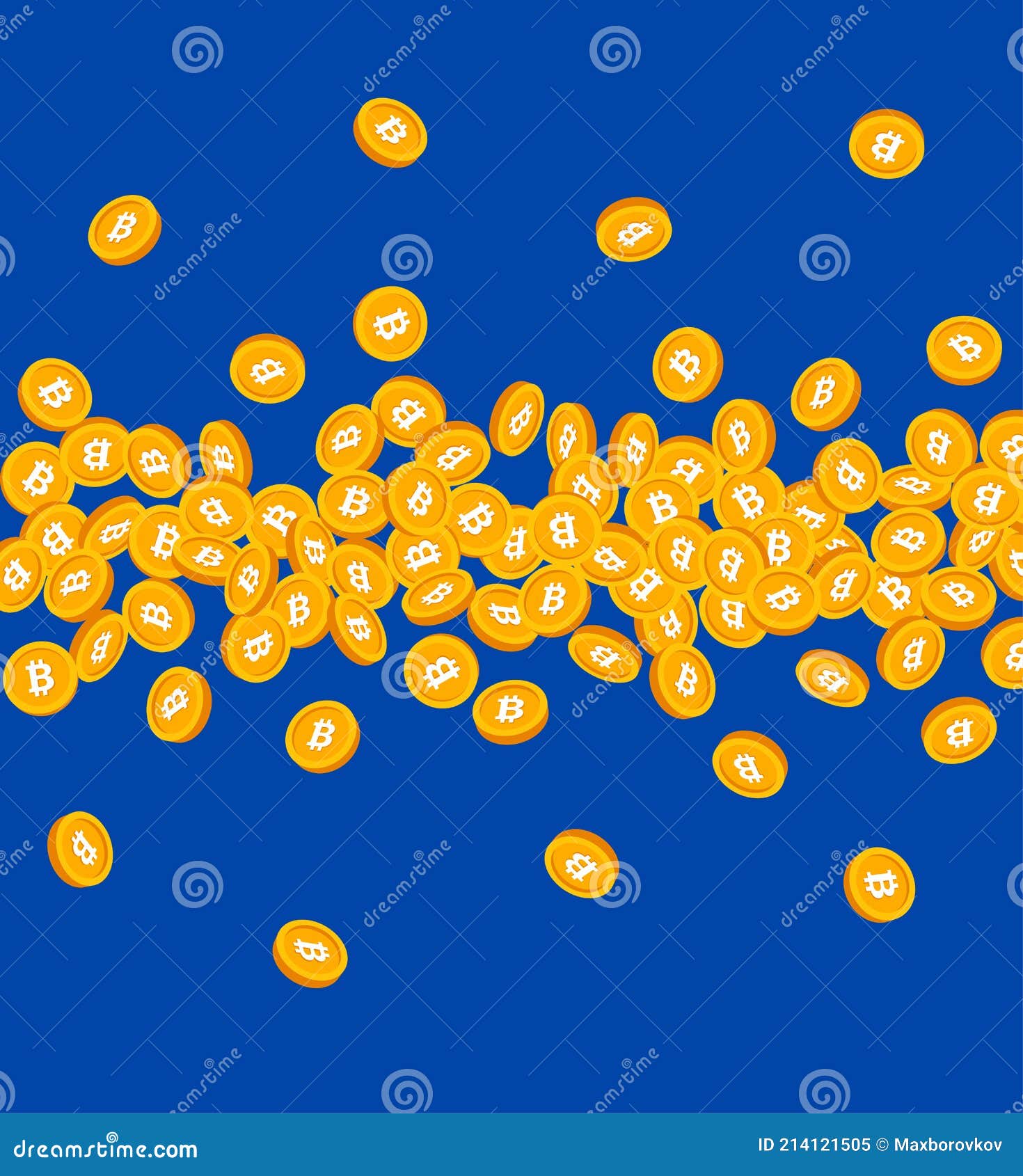 Background with 3d Orange Bitcoin Coins Stock Vector - Illustration of ...